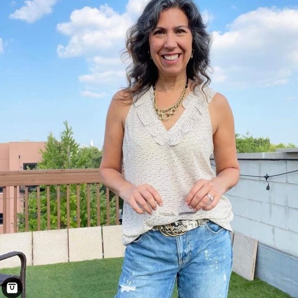 CAbi | Tops | Cabi 479 Morse Code Top Fall 221 Large Euc | Poshmark